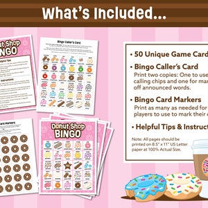 Donut Shop Bingo Game Printable - Instant Download - Donut Baby Shower ...