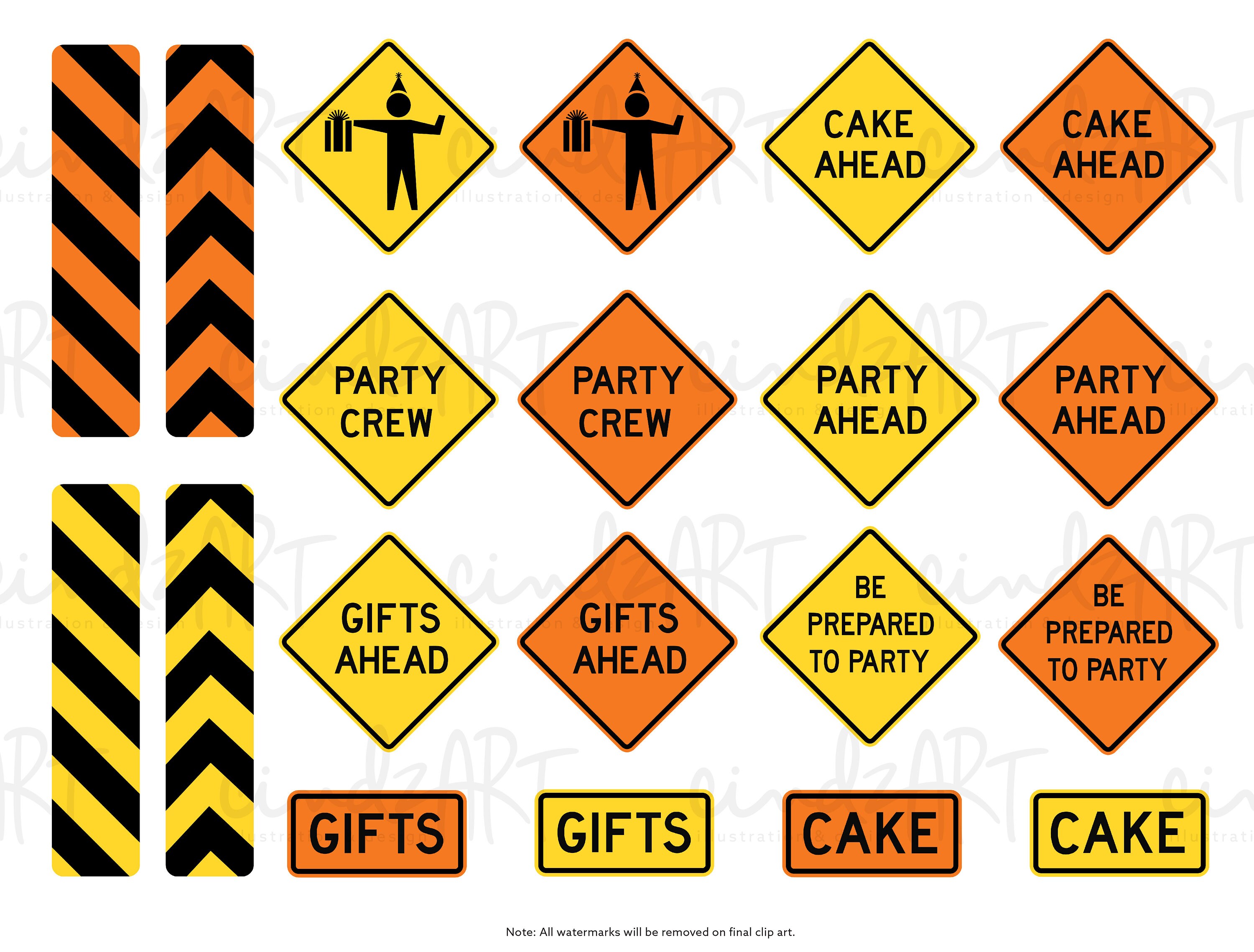 Birthday Road Sign Clipart Construction Sign Birthday Decor - Etsy