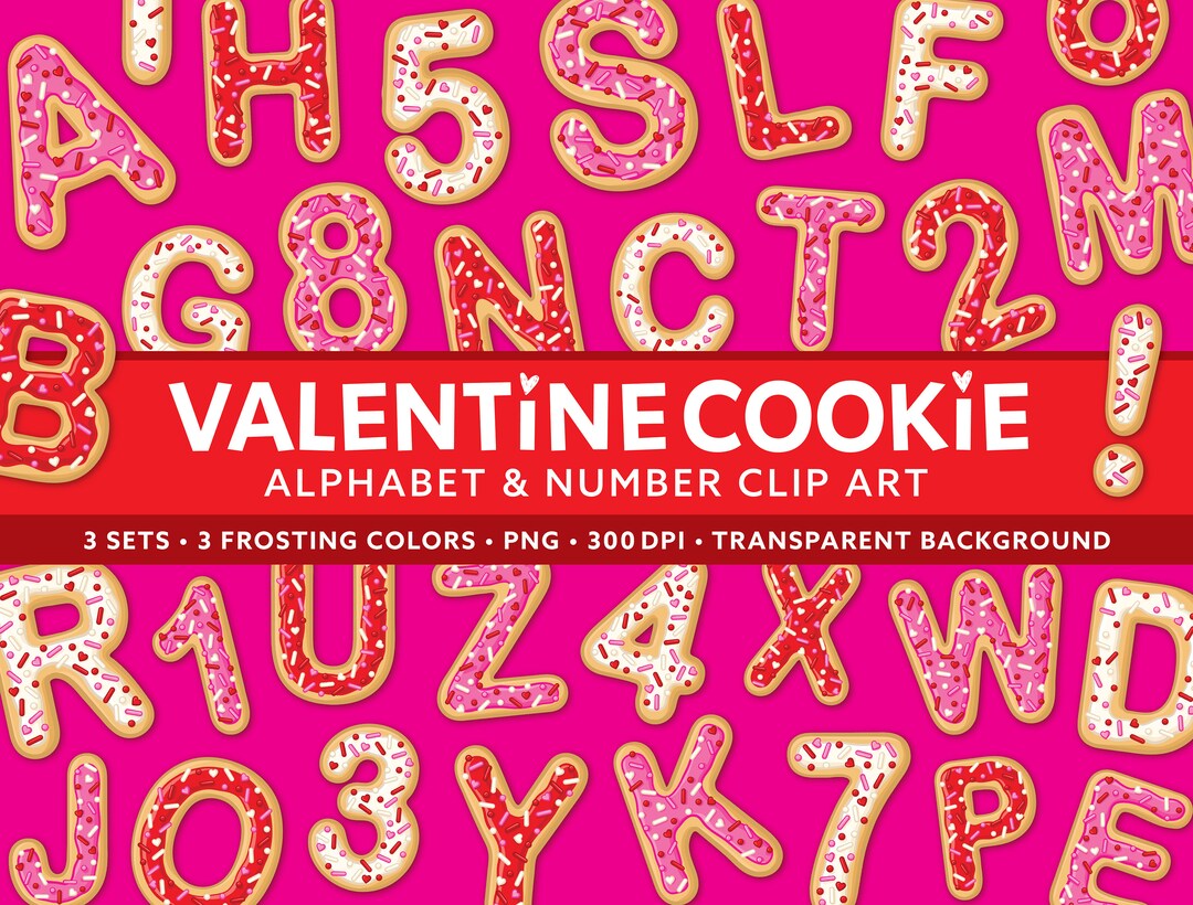 Valentine Cookie Clipart - Instant Download - Valentine's Day Font ...