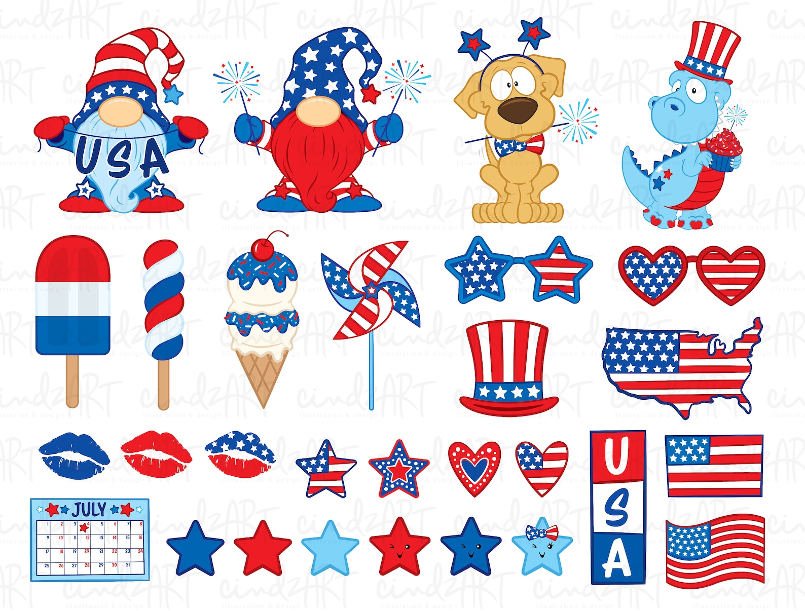 Patriotic Clip Art - 4th of July Clipart - Independence Day USA Clipart ...