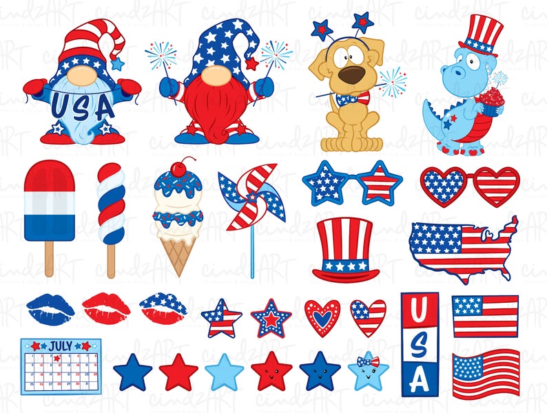 Patriotic Clip Art 4th of July Clipart Independence Day USA Clipart ...