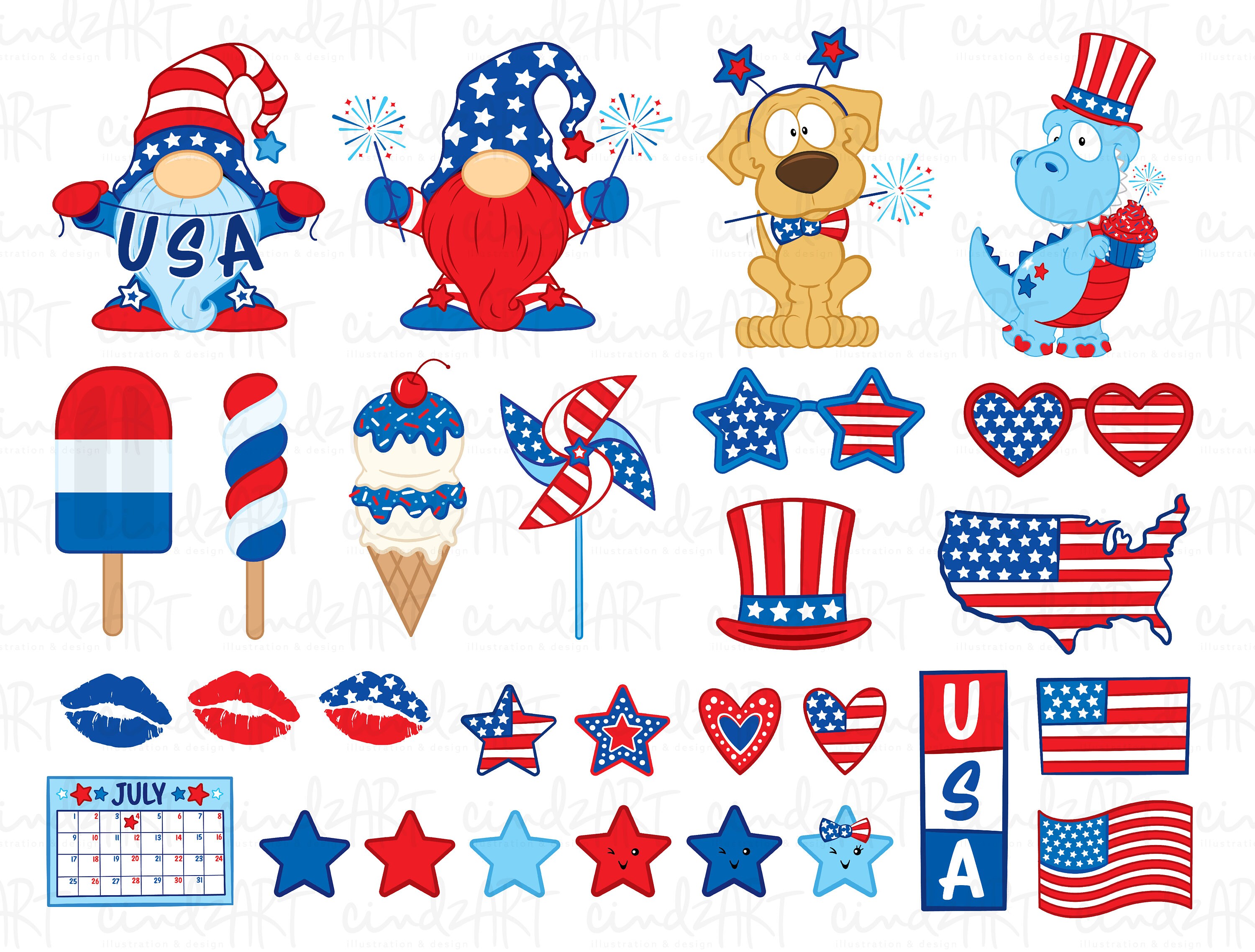 Patriotic Clip Art 4th of July Clipart Independence Day USA Clipart ...