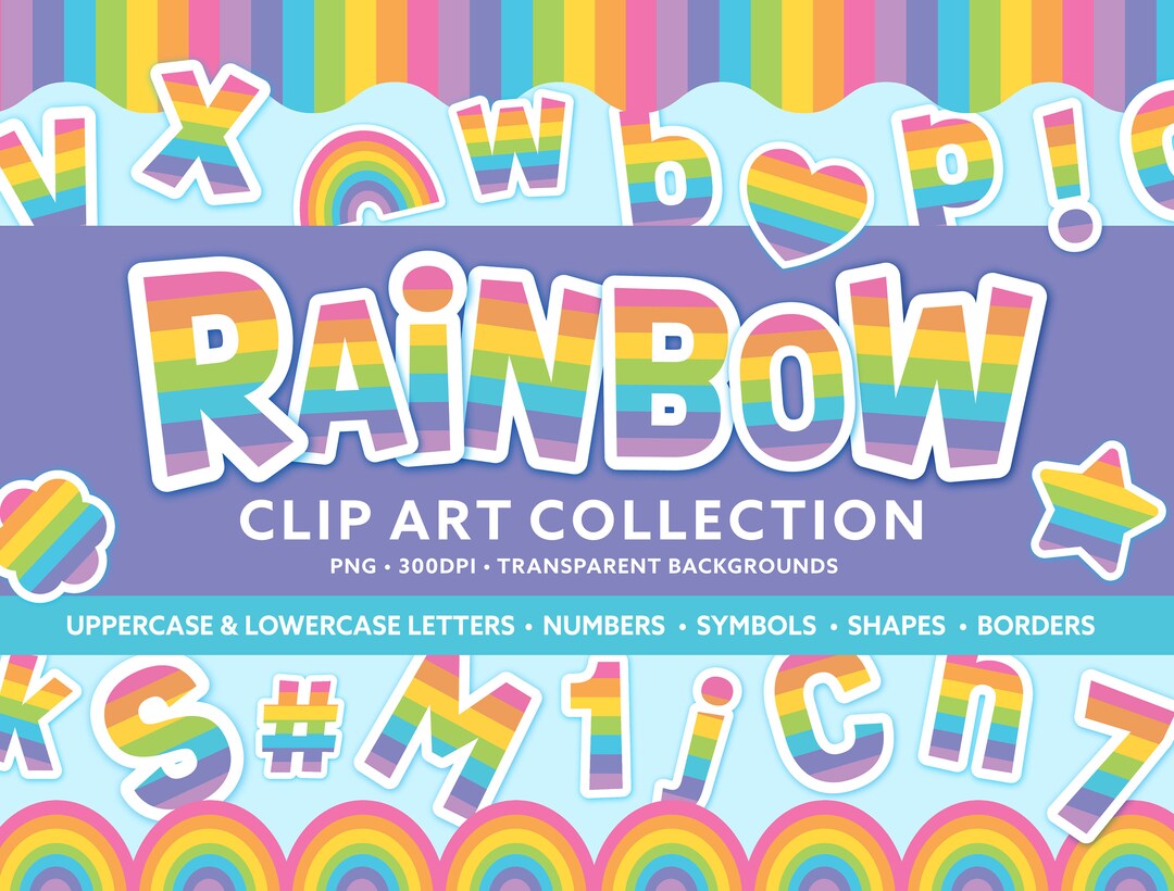 Rainbow Alphabet Number Symbol Clipart Collection - Colorful Borders ...