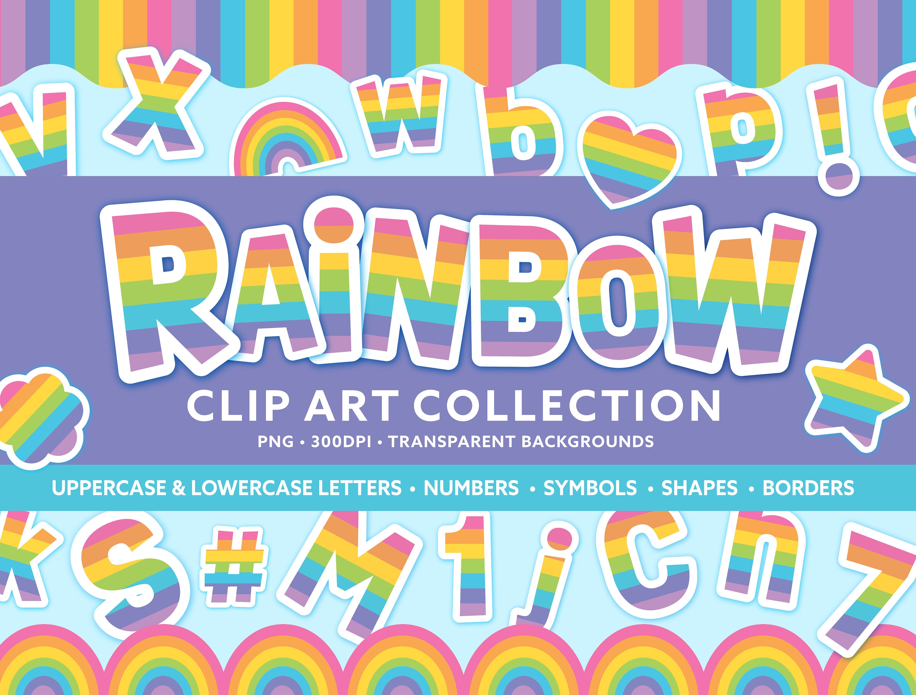 Rainbow Alphabet Number Symbol Clipart Collection Colorful Borders ...
