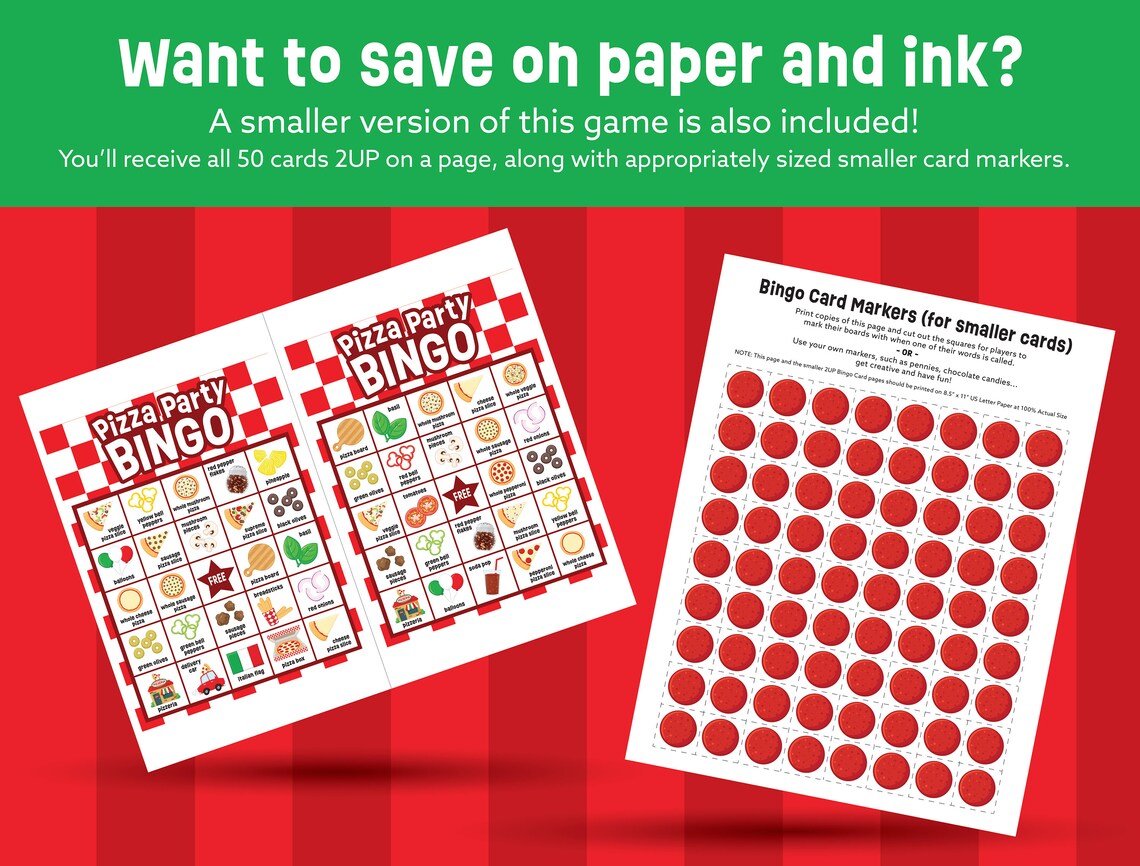 Pizza Party Bingo Game Printable - Instant Download - Pizza Birthday ...