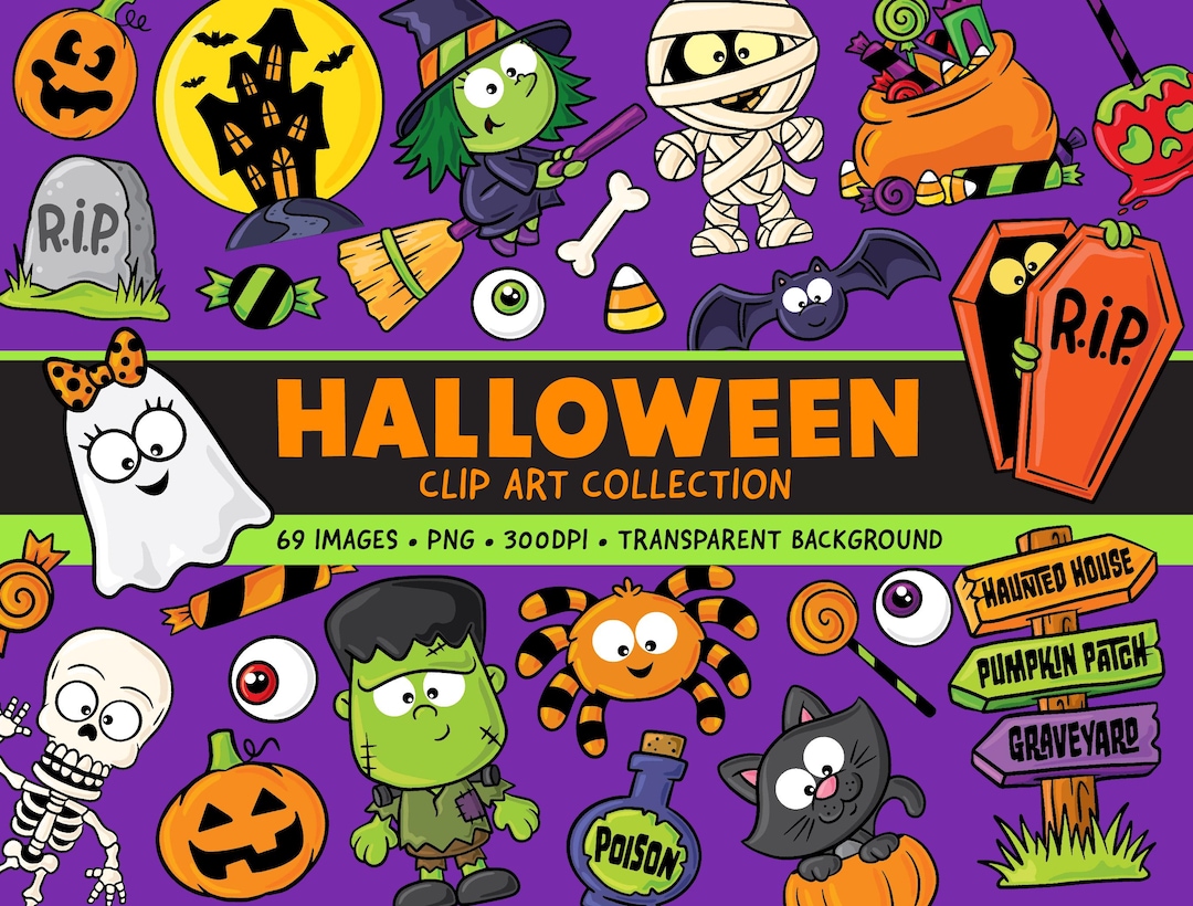Cute Halloween Clipart - Halloween Party Decor - Kids Halloween ...