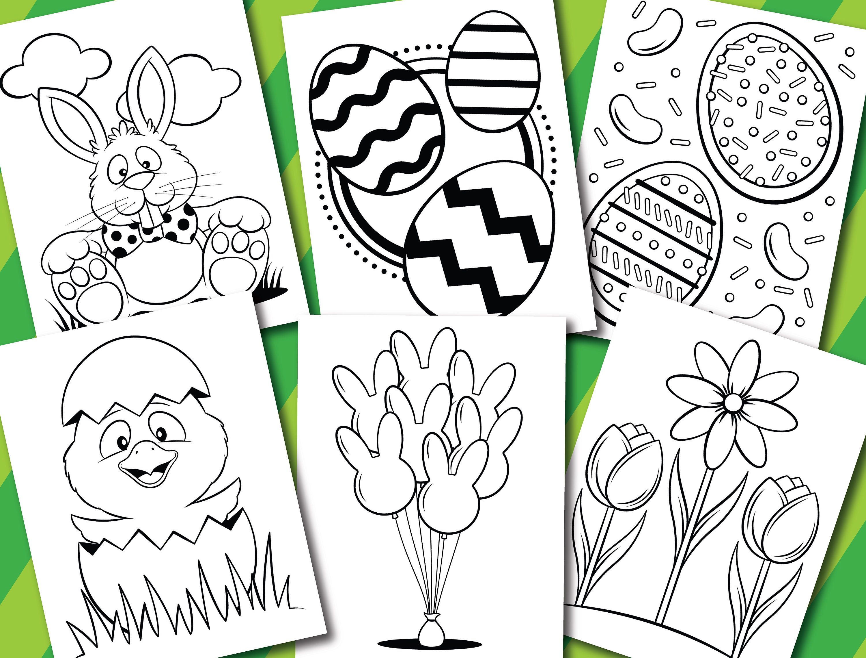 Easter Spring Coloring Page Set Instant Download Easter - Etsy
