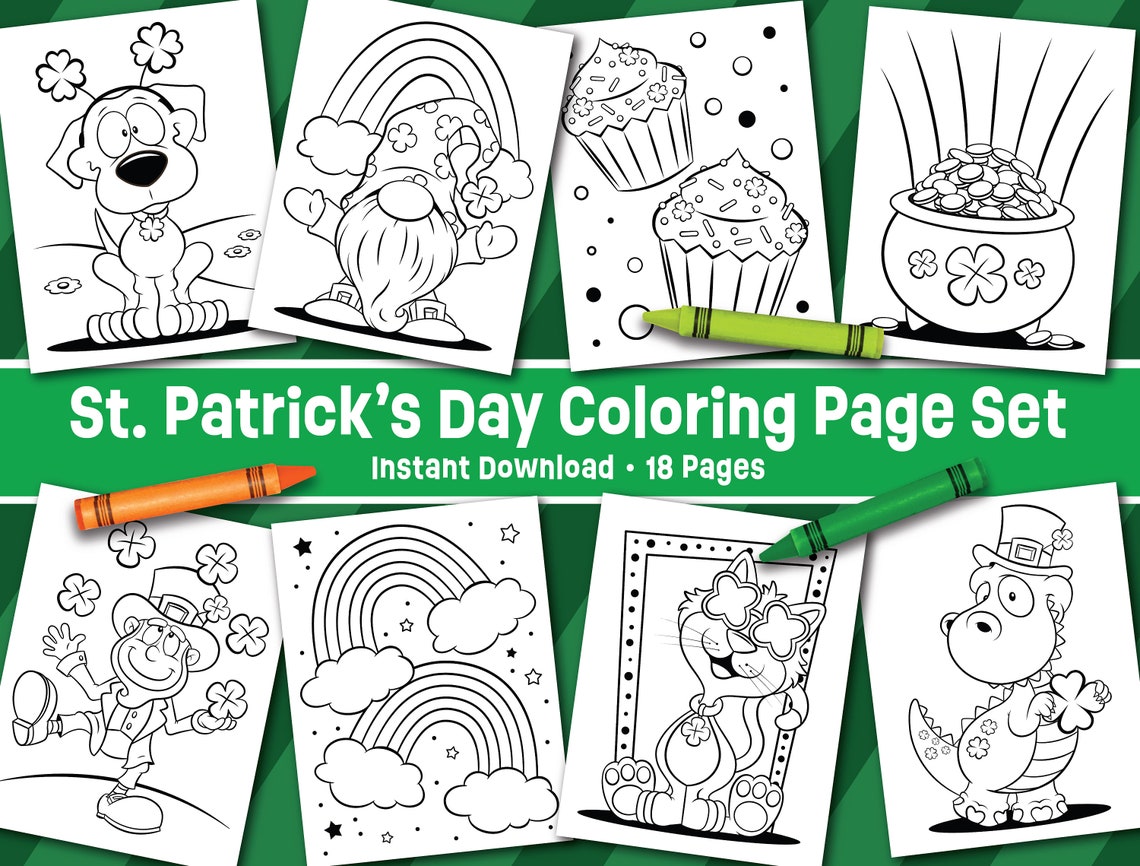 St. Patricks Day Coloring Page Set Instant Download Saint - Etsy