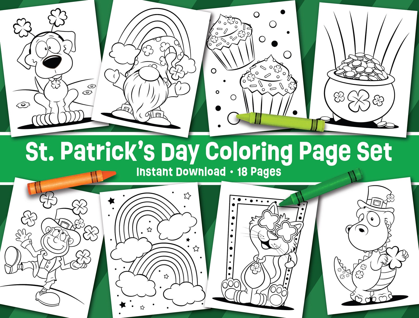 St. Patricks Day Coloring Page Set Instant Download Saint - Etsy