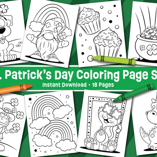 St. Patricks Day Coloring Page Set Instant Download Saint - Etsy