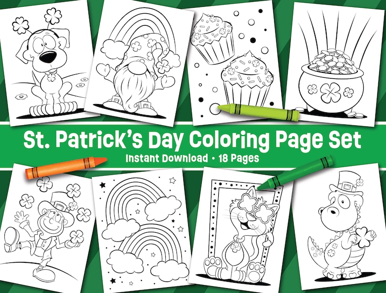 St. Patricks Day Coloring Page Set Instant Download Saint - Etsy