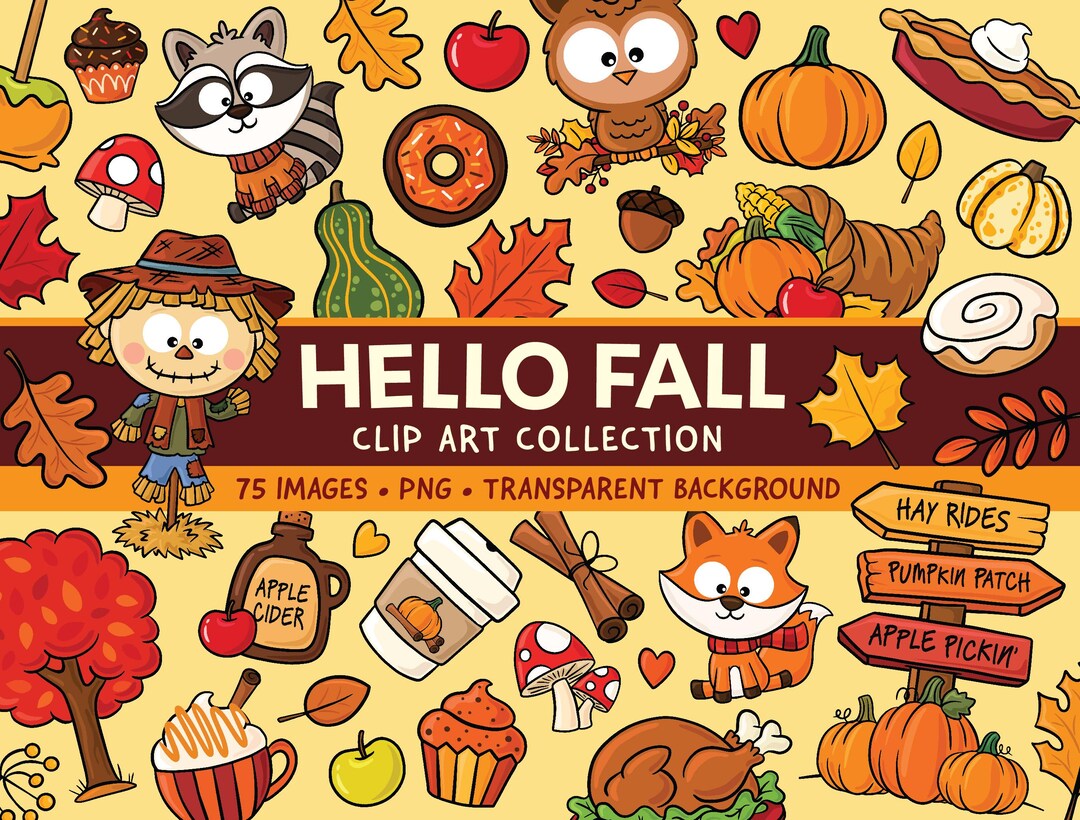 Cute Fall Clipart - Fall Woodland Clip Art - Thanksgiving Clipart ...