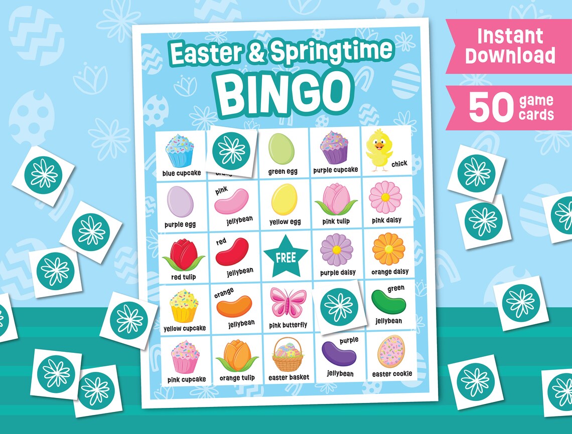 Easter Spring Bingo Game Instant Download Easter Springtime Kids ...