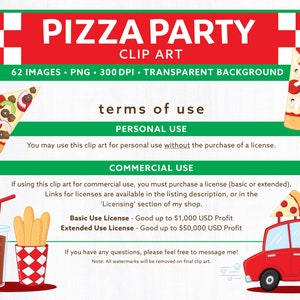 Pizza Party Commercial Use Clipart Pizza Birthday & Baby Shower Cute ...