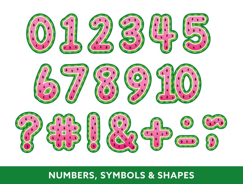 Watermelon Clipart Collection - Watermelon Alphabet Numbers Symbols ...