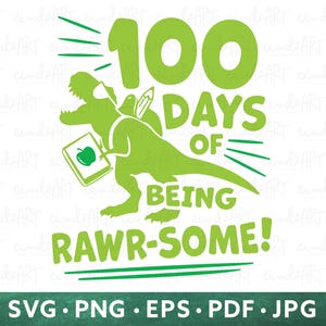 100 Days of School Dinosaur SVG - 100th Day of School Shirt Svg - 100 ...