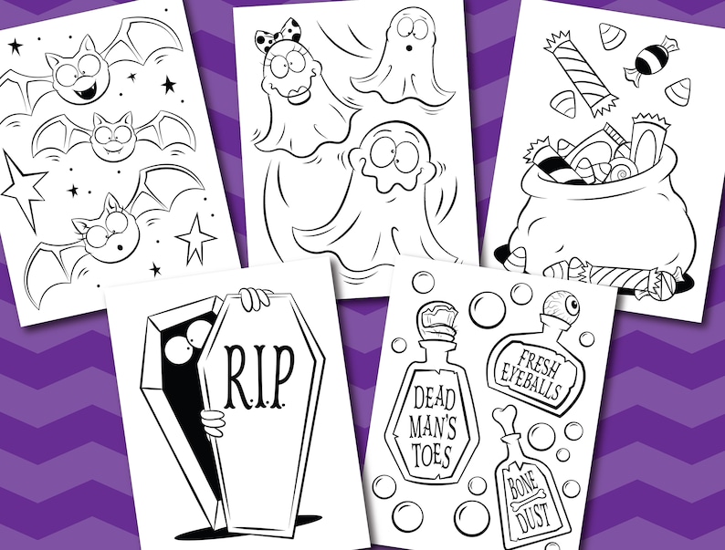 Halloween Coloring Page Set - Kids Halloween Activity - Kid Halloween ...