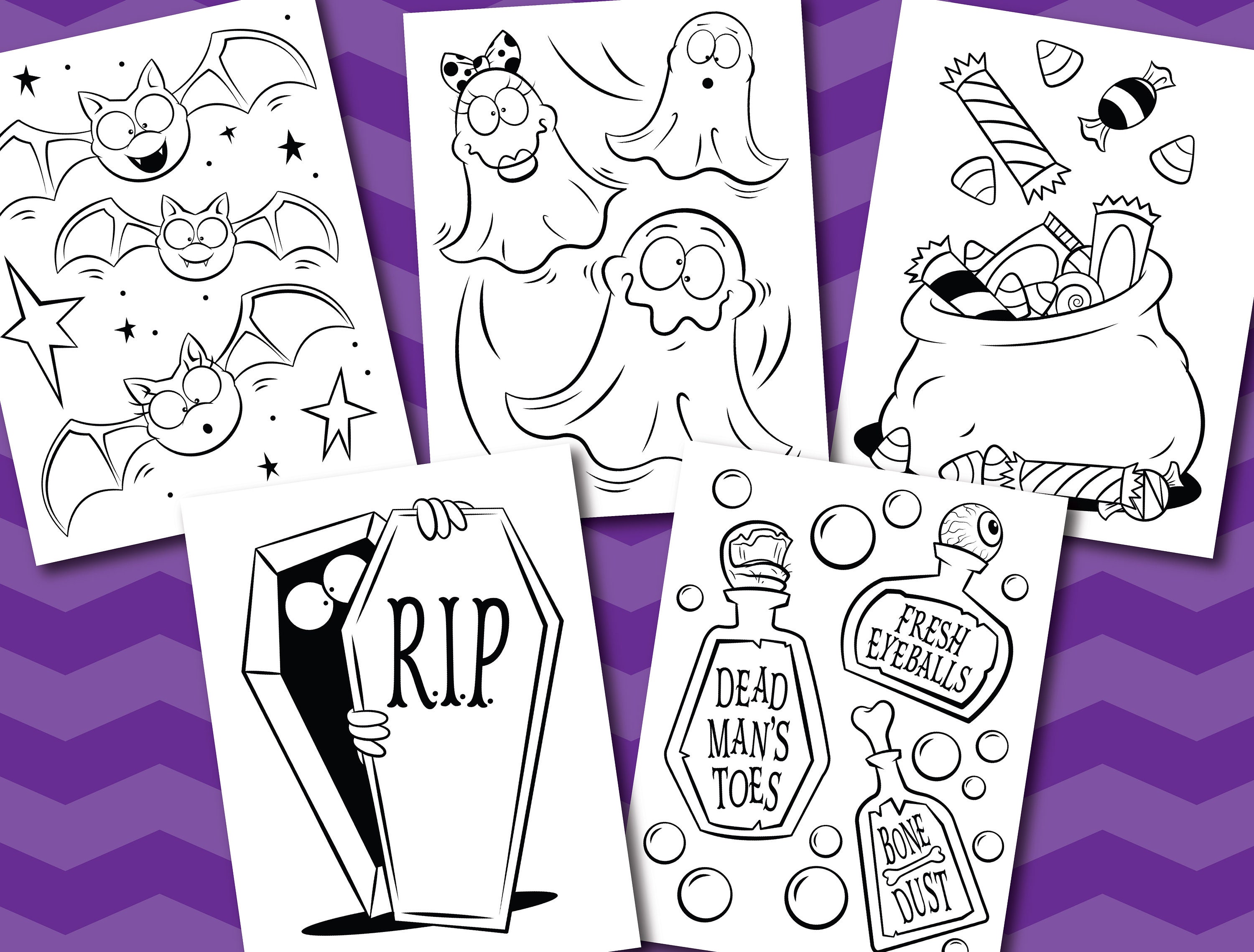 Halloween Coloring Page Set - Kids Halloween Activity - Kid Halloween ...