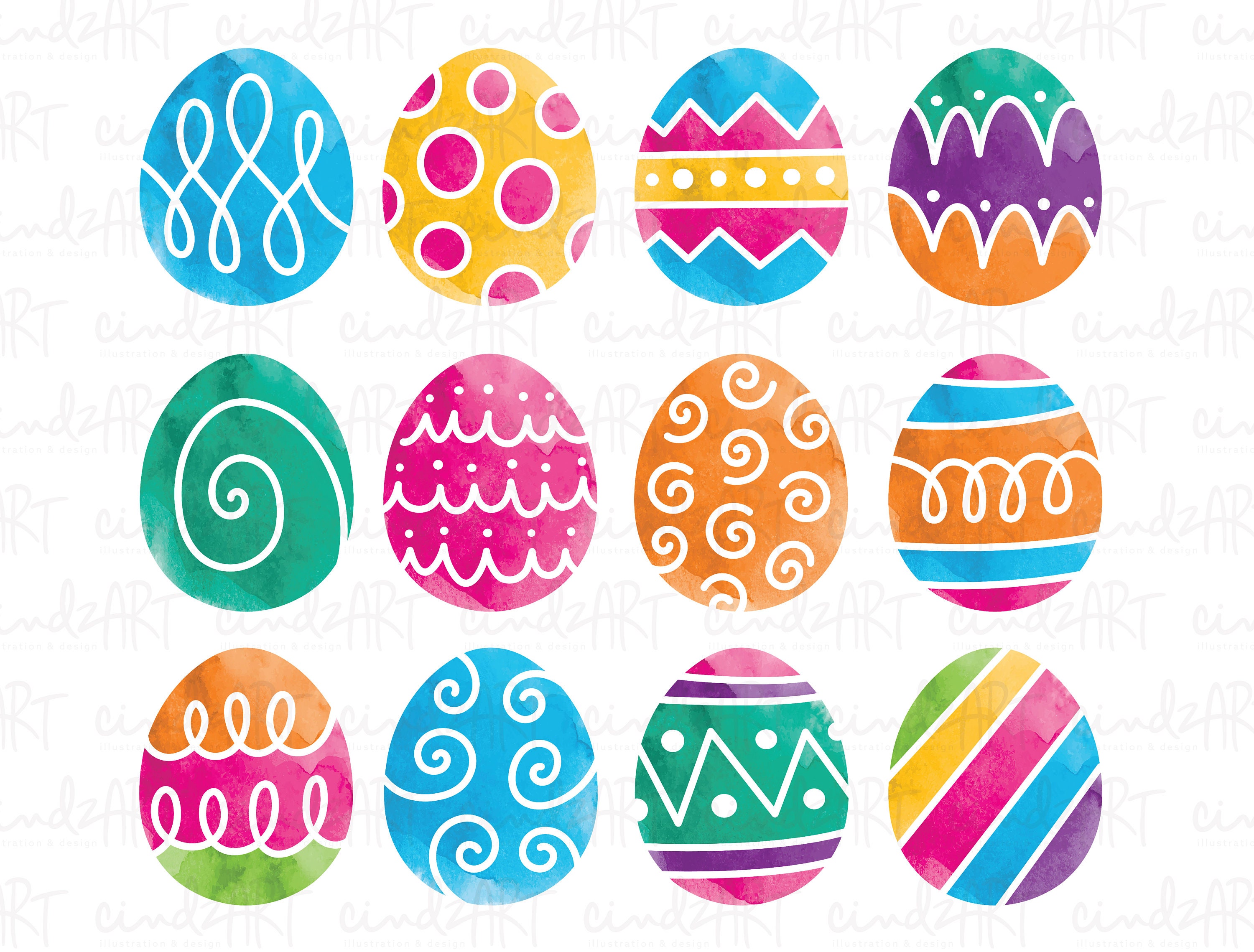 Easter Egg Watercolor Clipart - Cute Colorful Easter Egg PNG - Easter ...