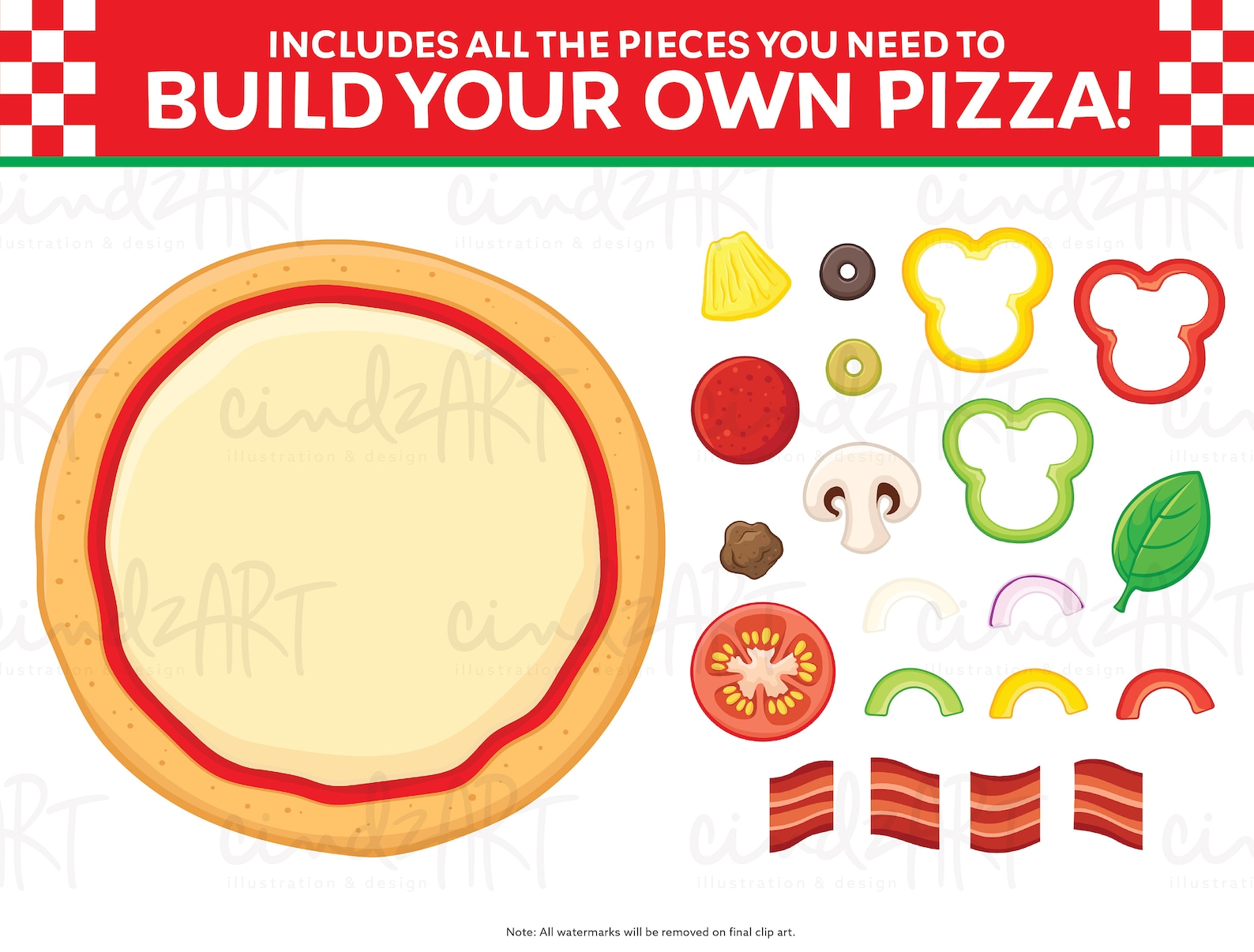 Pizza Party Commercial Use Clipart Pizza Birthday & Baby Shower Cute ...