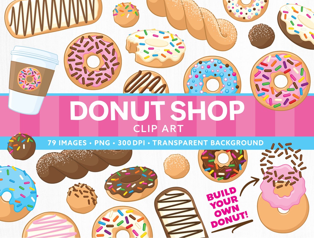 Donut Shop Commercial Use Clipart - Cute Donut Dessert Clip Art ...
