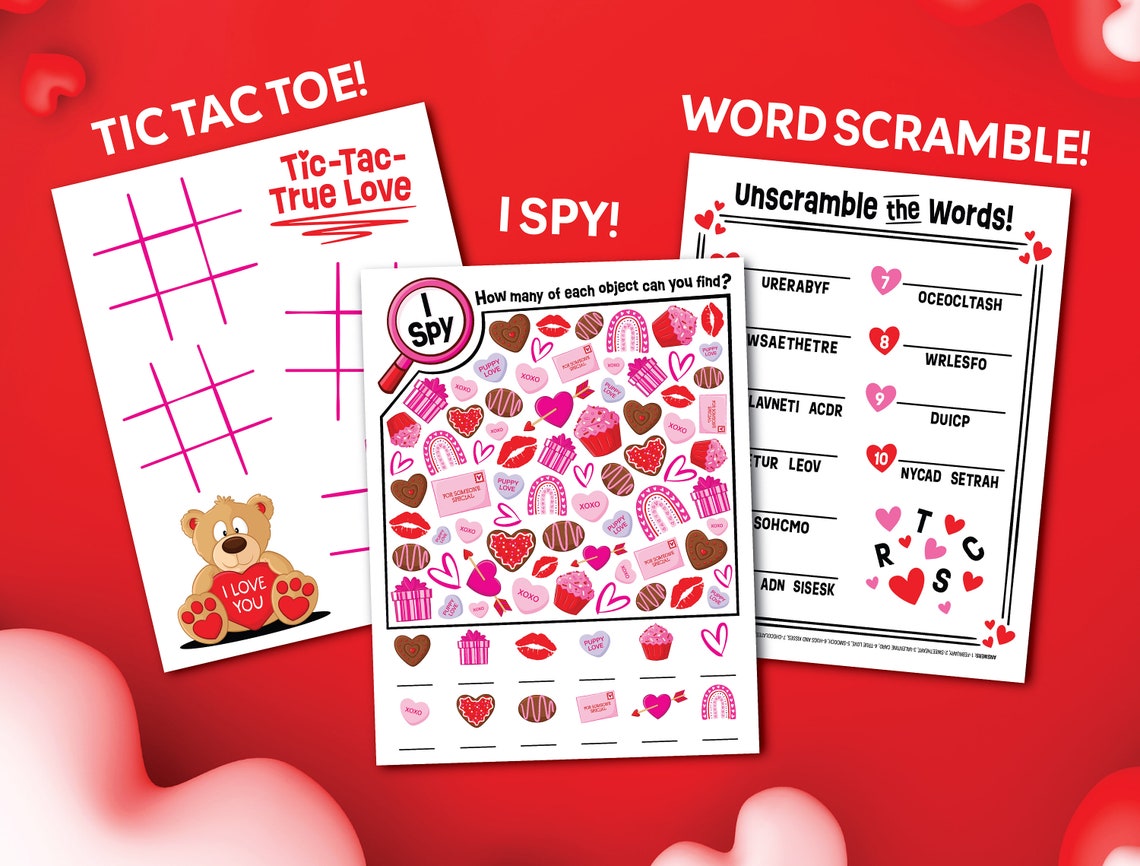 Printable Valentine's Day Activity Bundle - Valentine Party Kid Games ...