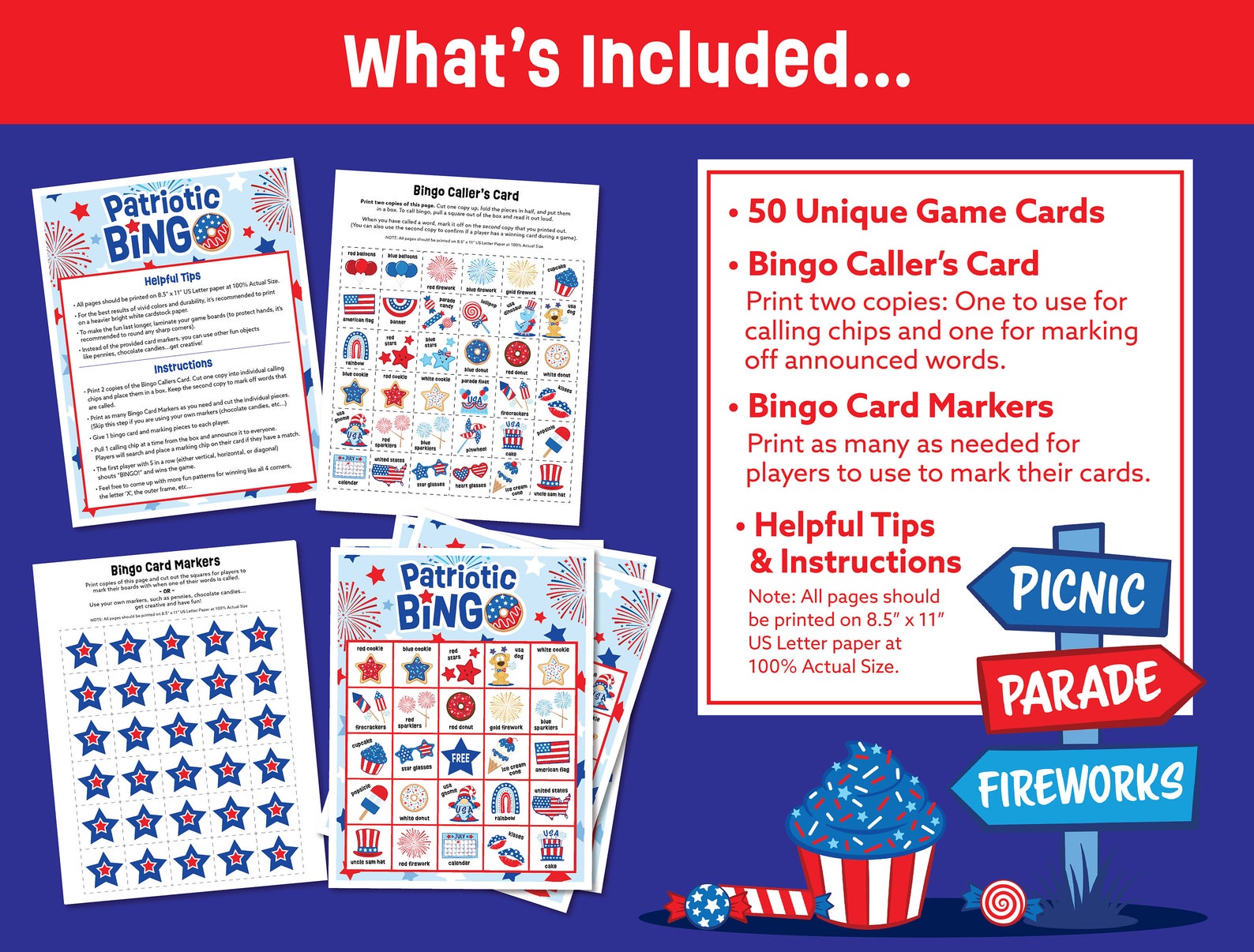 Patriotic Bingo Game Printable - 4th of July Bingo Activity - All ...