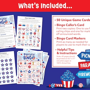 Patriotic Bingo Game Printable - 4th of July Bingo Activity - All ...