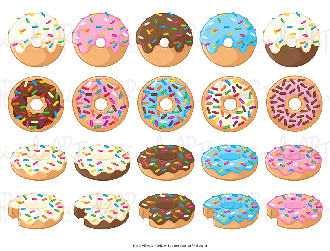 Donut Shop Commercial Use Clipart - Cute Donut Dessert Clip Art ...