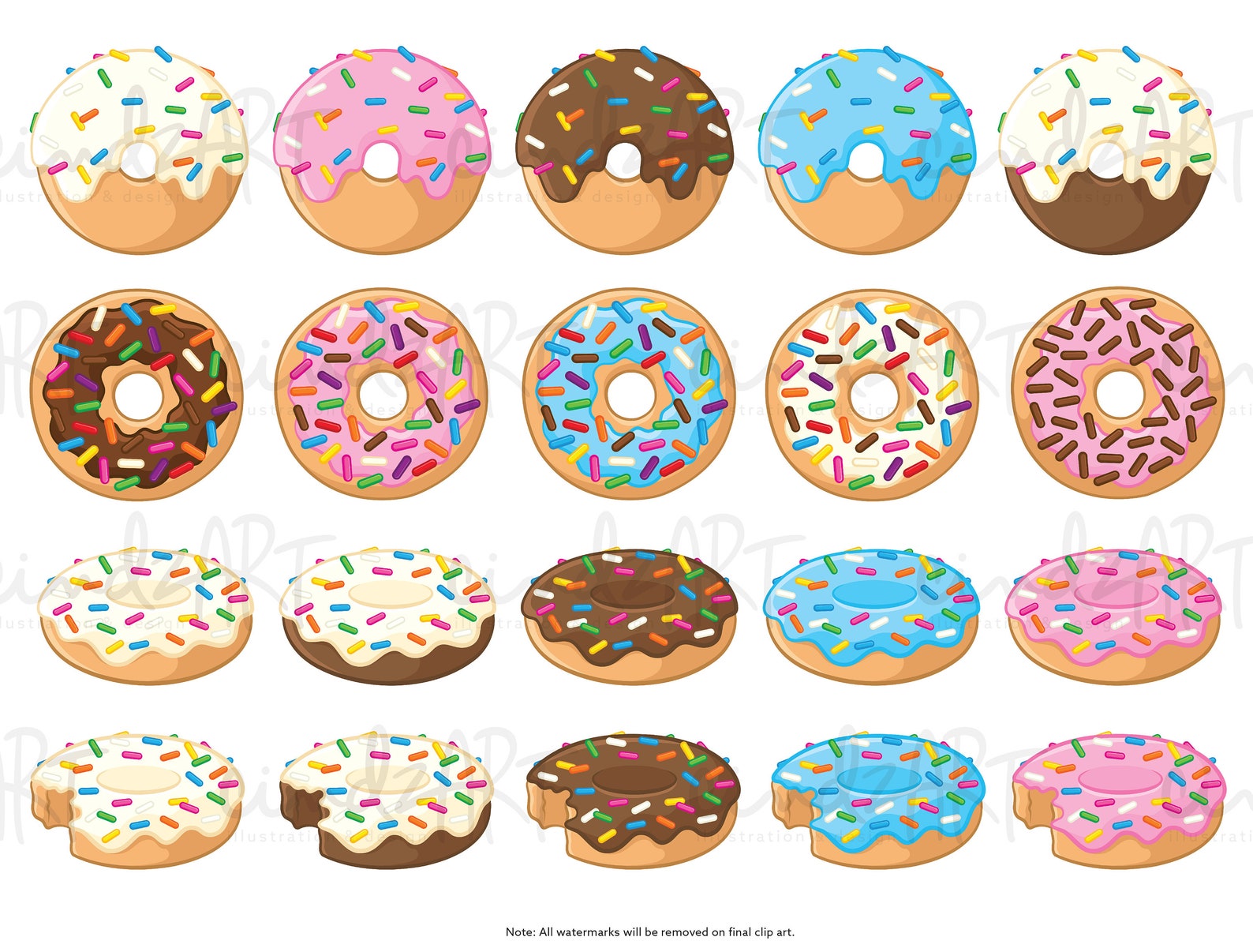 Donut Shop Commercial Use Clipart Cute Donut Dessert Clip Art Doughnut ...