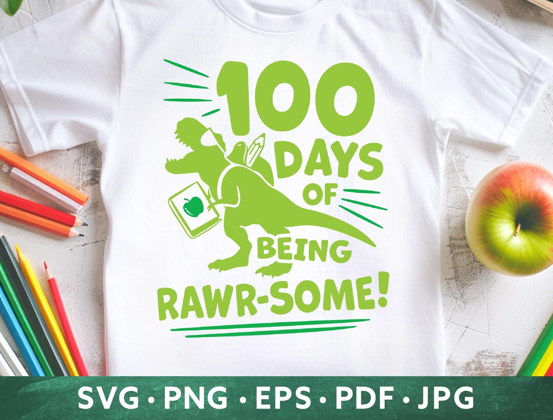 100 Days of School Dinosaur SVG - 100th Day of School Shirt Svg - 100 ...