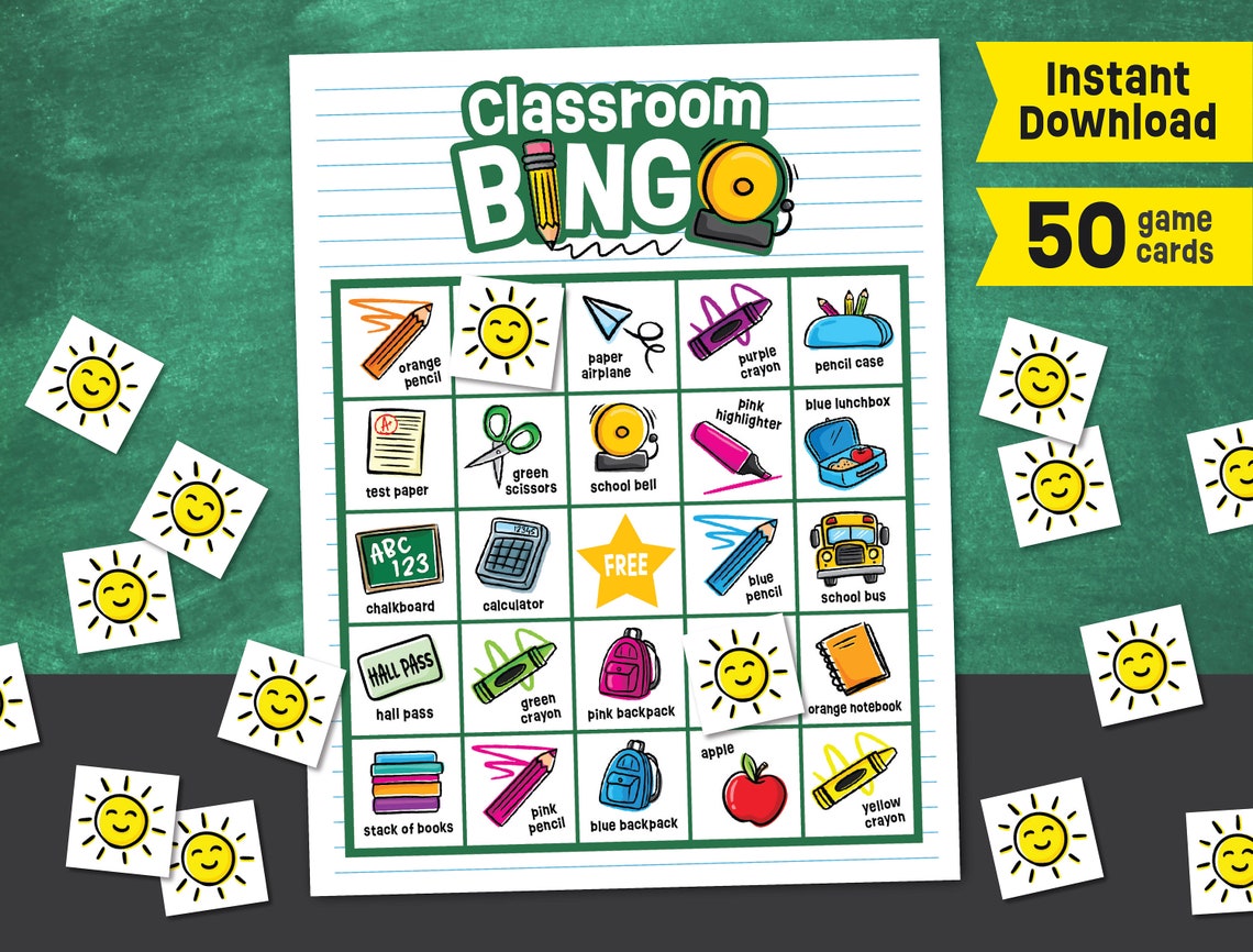 Back to School Bingo Game Printable Instant Download Classroom Bingo ...