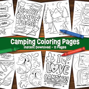 Camping Coloring Page Set - Instant Download - Camping Kids Coloring ...