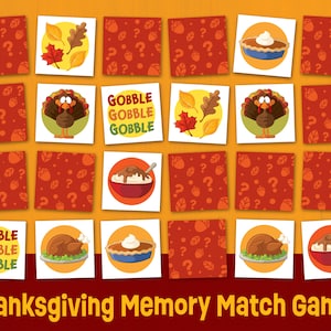 Thanksgiving Memory Match Game - Instant Download - Fun Activity ...