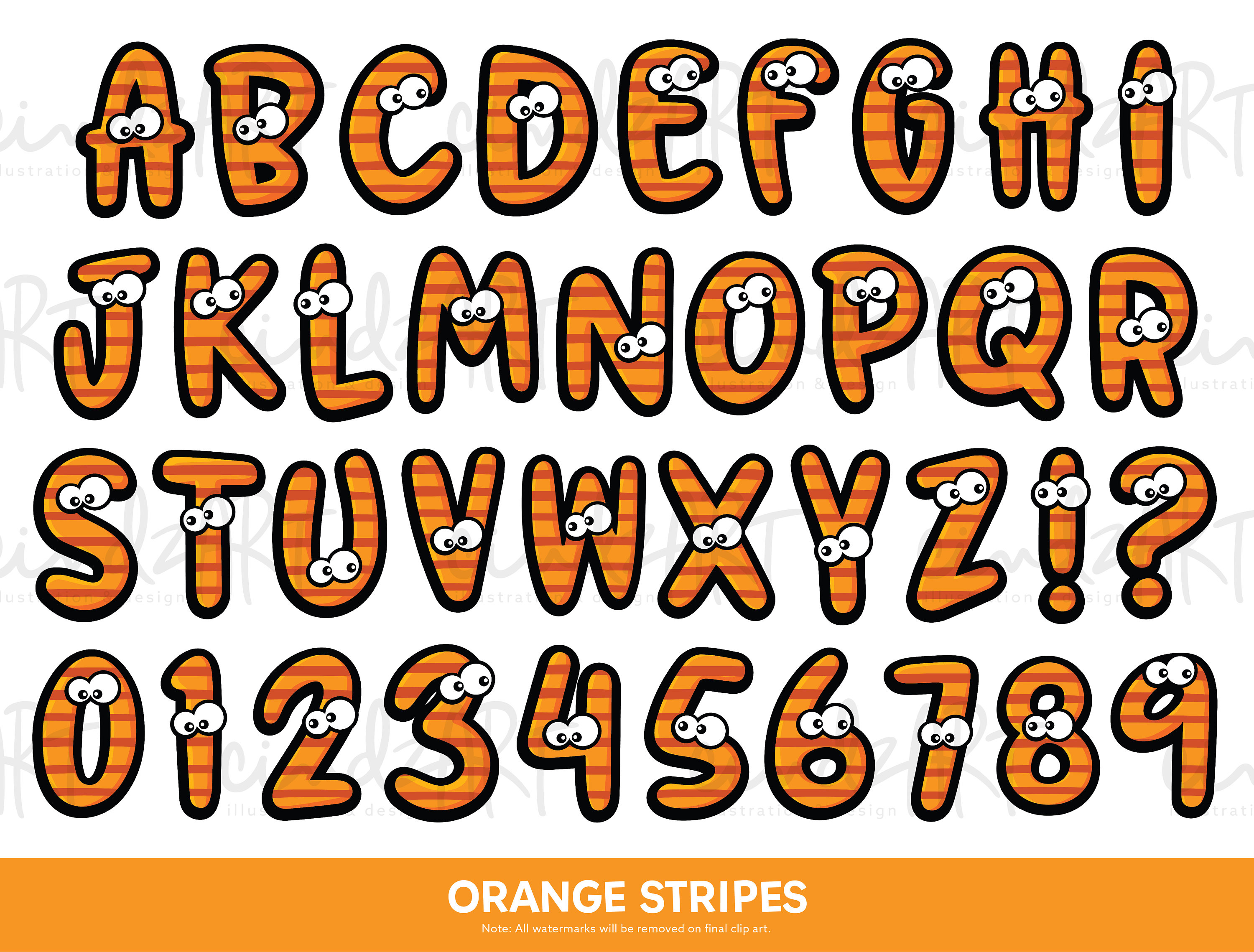 Halloween Alphabet Number Clipart Instant Download PNG Make Your Own ...