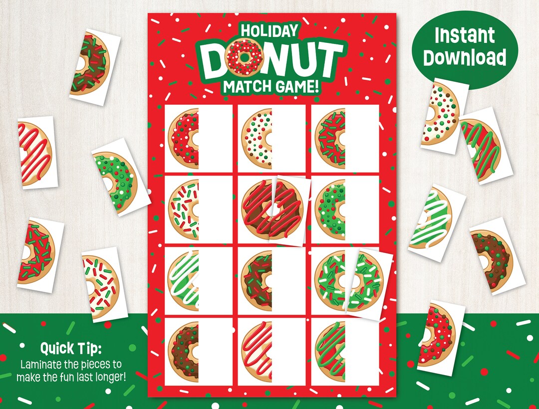 Holiday Donut Match Game - Instant Download - Donut Game - Donut Party ...