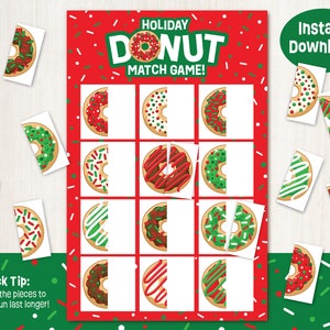 Holiday Donut Match Game - Instant Download - Donut Game - Donut Party ...