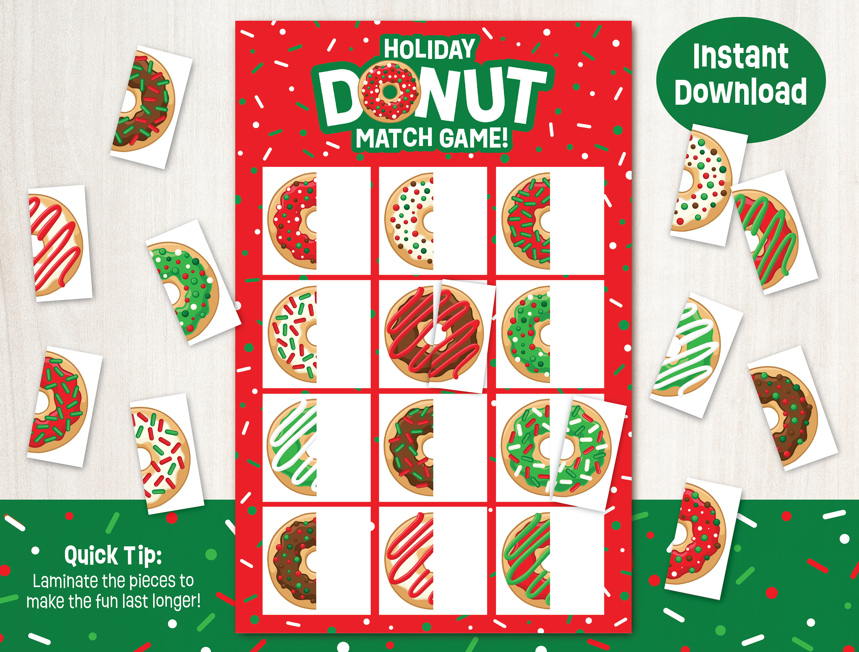 Holiday Donut Match Game Instant Download Donut Game Donut Party Donut ...