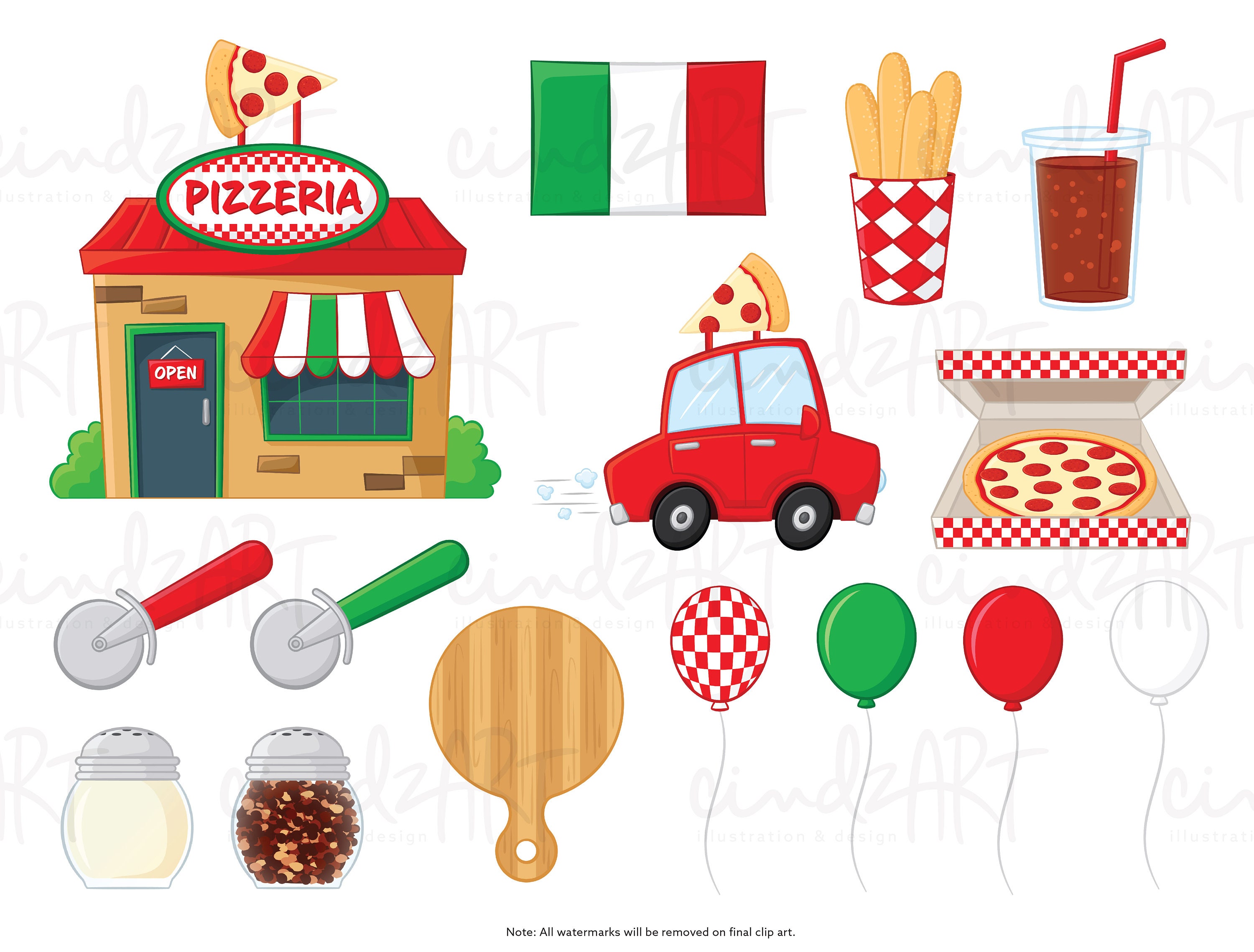 Pizza Party Commercial Use Clipart Pizza Birthday & Baby Shower Cute ...