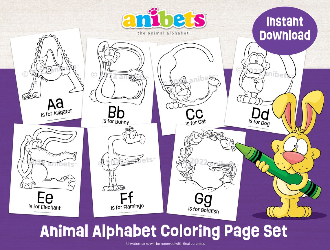 Animal Alphabet Coloring Pages. Instant Download. Fun - Etsy