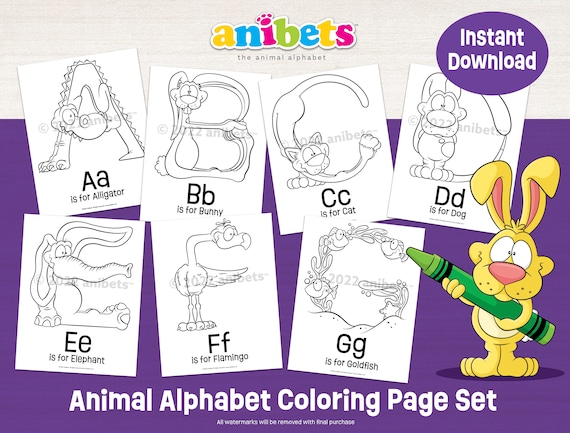 Animal Alphabet Coloring Pages. Instant Download. Fun - Etsy