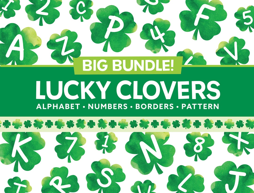 Clover Clipart - St. Patricks Alphabet Letters PNG Sublimation - Lucky ...