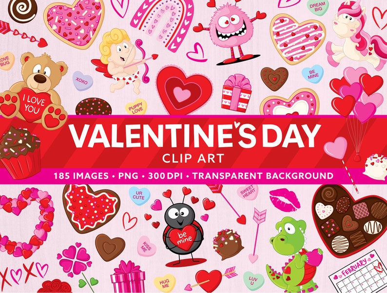 Cute Valentine's Day Clip Art Valentine Clipart Candy - Etsy