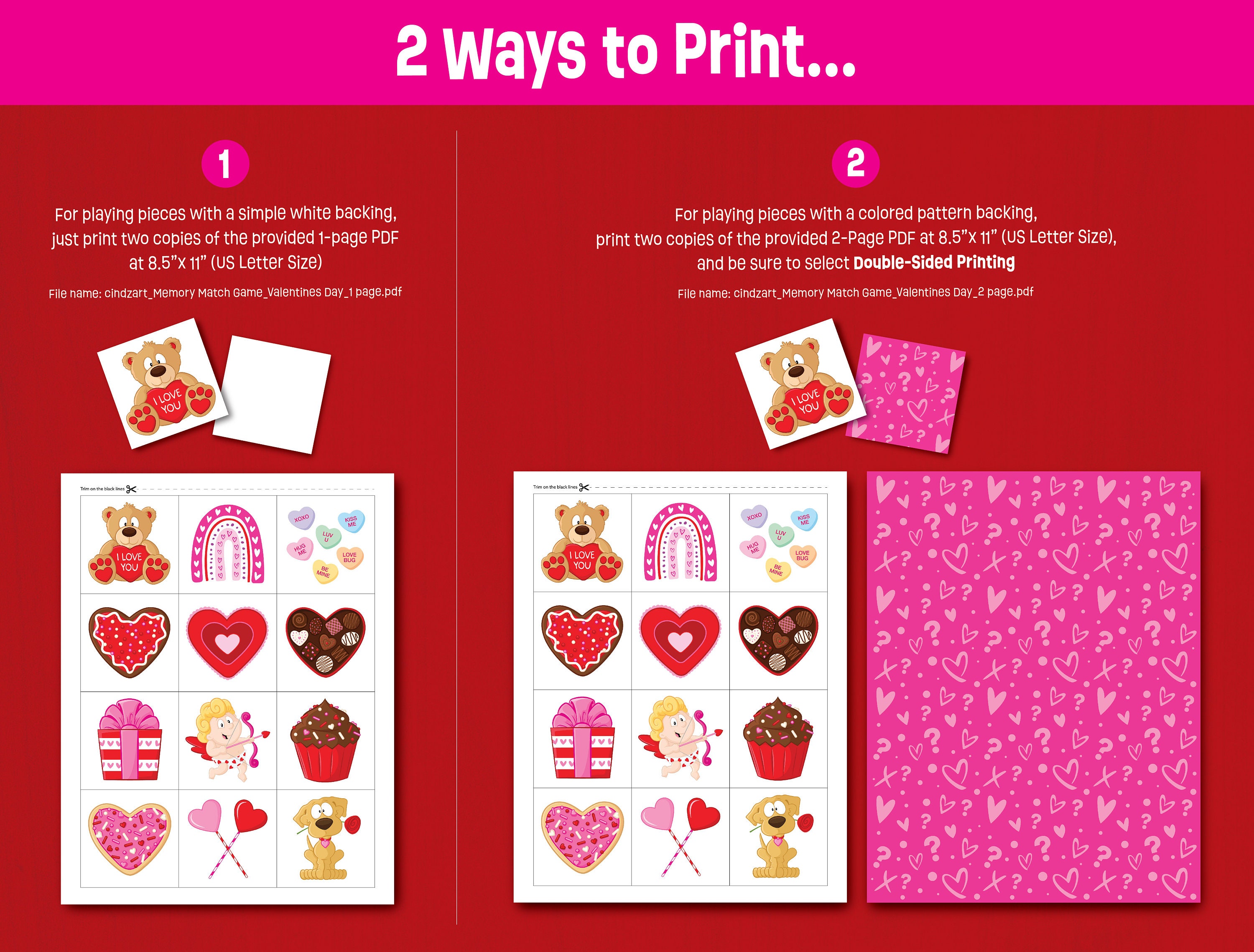Valentine's Day Memory Match Game - Fun Valentine Printable Activity ...
