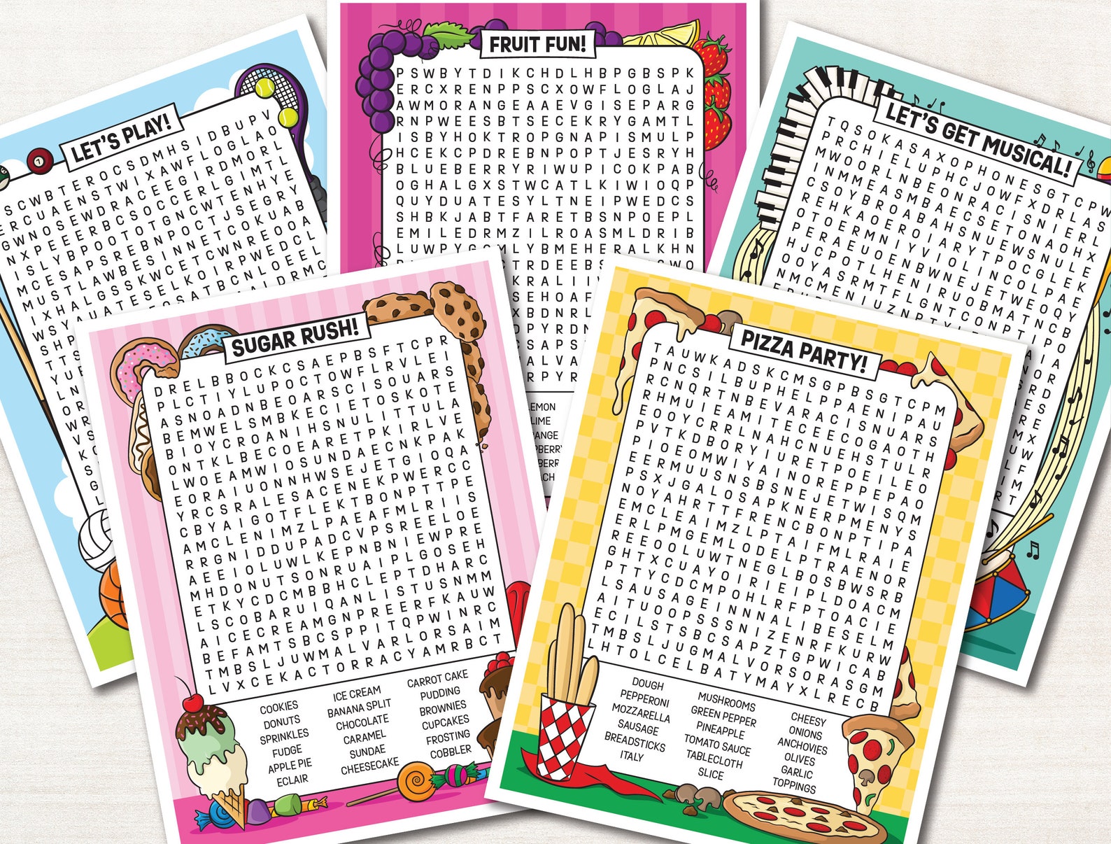 25 Page Printable Wordsearch Set - Instant Download - Kid Wordsearch ...