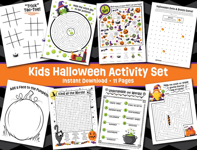 Kids Halloween Activity Set Instant Download Kids Halloween Printables ...
