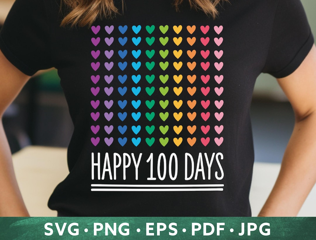 100 Days of School Rainbow Hearts SVG - 100th Day of School Shirt Svg ...
