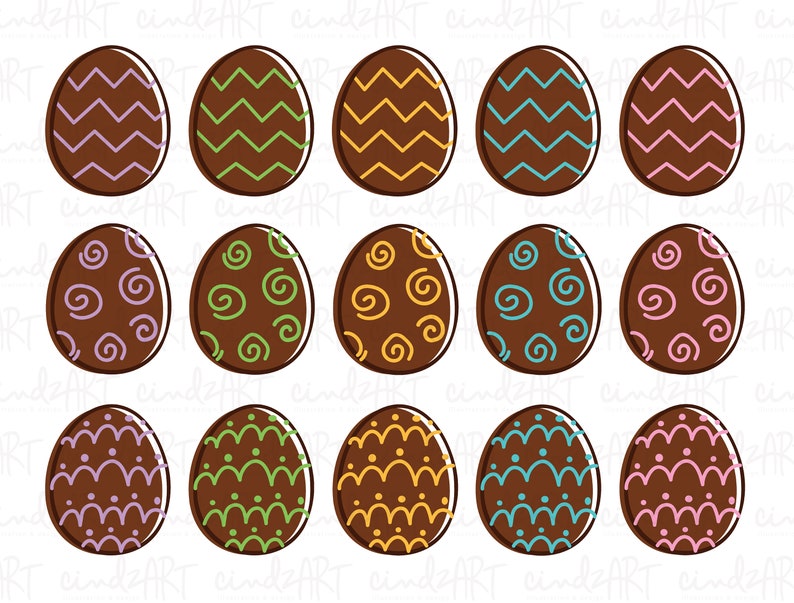 Chocolate Easter Egg Clipart Cute Easter Egg Doodle SVG PNG Easter Egg ...