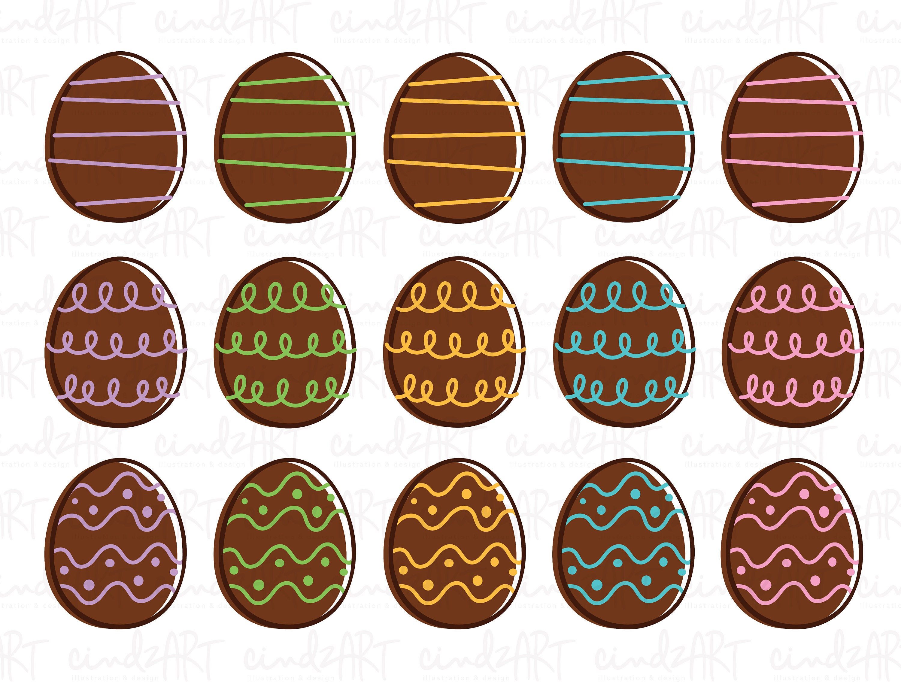 Chocolate Easter Egg Clipart Cute Easter Egg Doodle SVG PNG Easter Egg ...