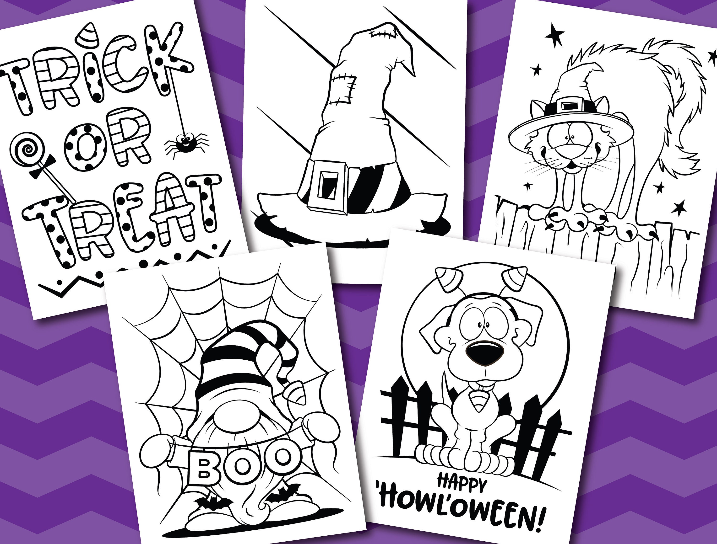 Halloween Coloring Page Set - Kids Halloween Activity - Kid Halloween ...